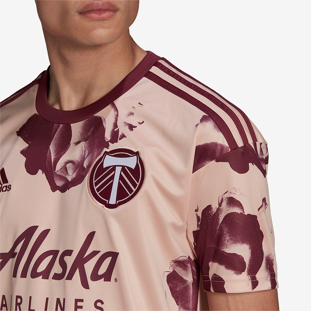 adidas Portland Timbers 2022 Away Shirt - Vapour Pink/Victory Crimson ...