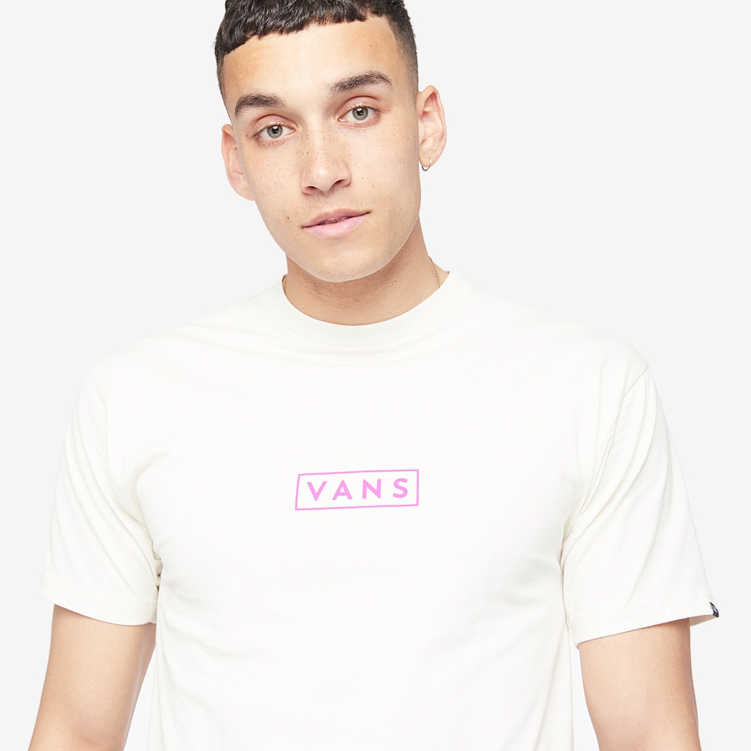 Vans Classic Easy Box Tee - Antique White/Pink Glo - Tops - Mens Clothing