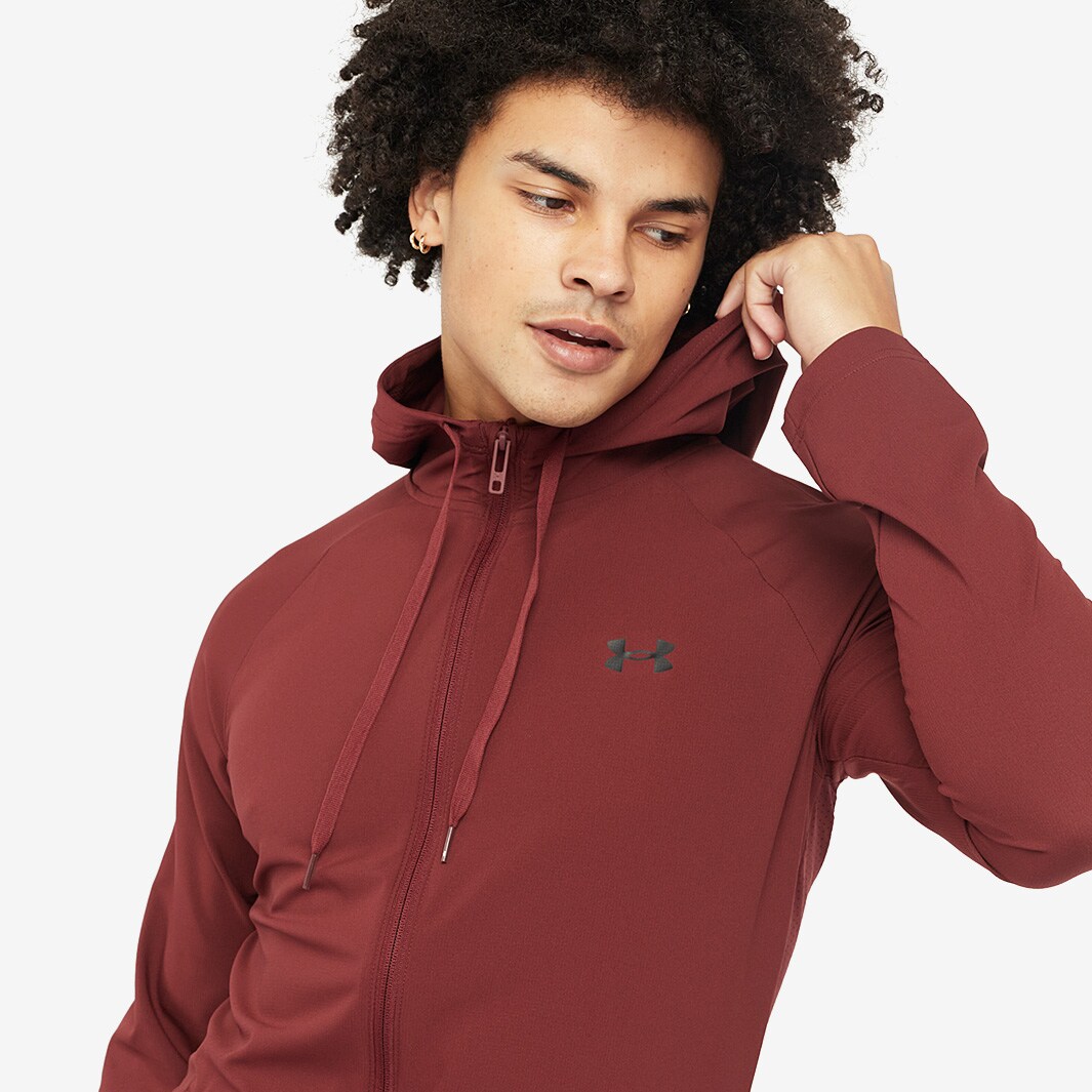 Under Armour Woven Perforated Windbreaker Jacket - Chestnut Red/Black ...