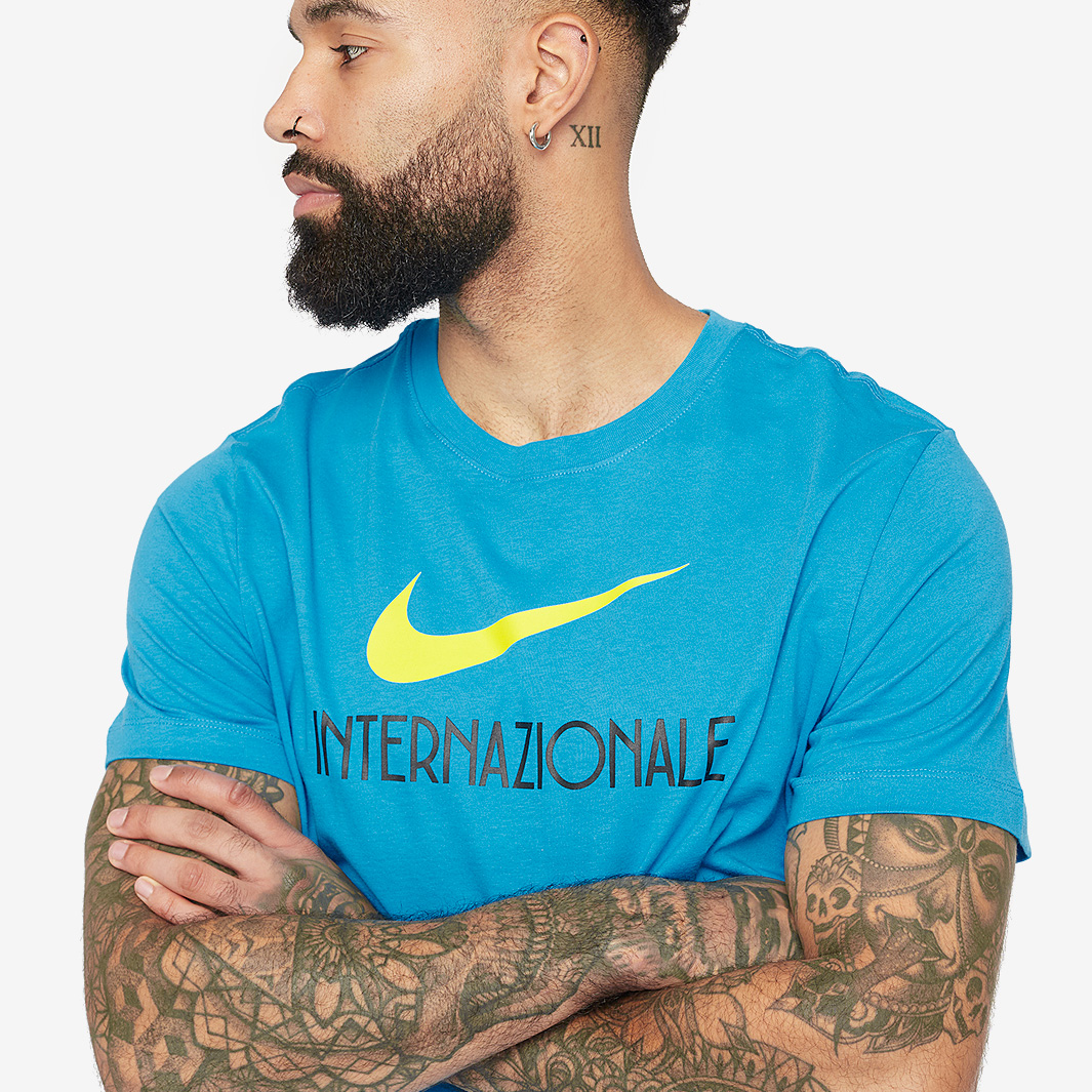 Nike Inter Milan FC 22/23 Champions League Swoosh Tee - Lt Current Blue ...