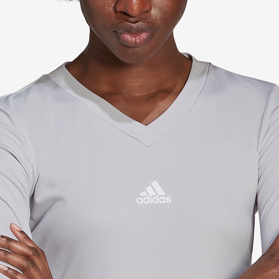 adidas Womens Team Base Tee - Team Light Grey - Womens Clothing