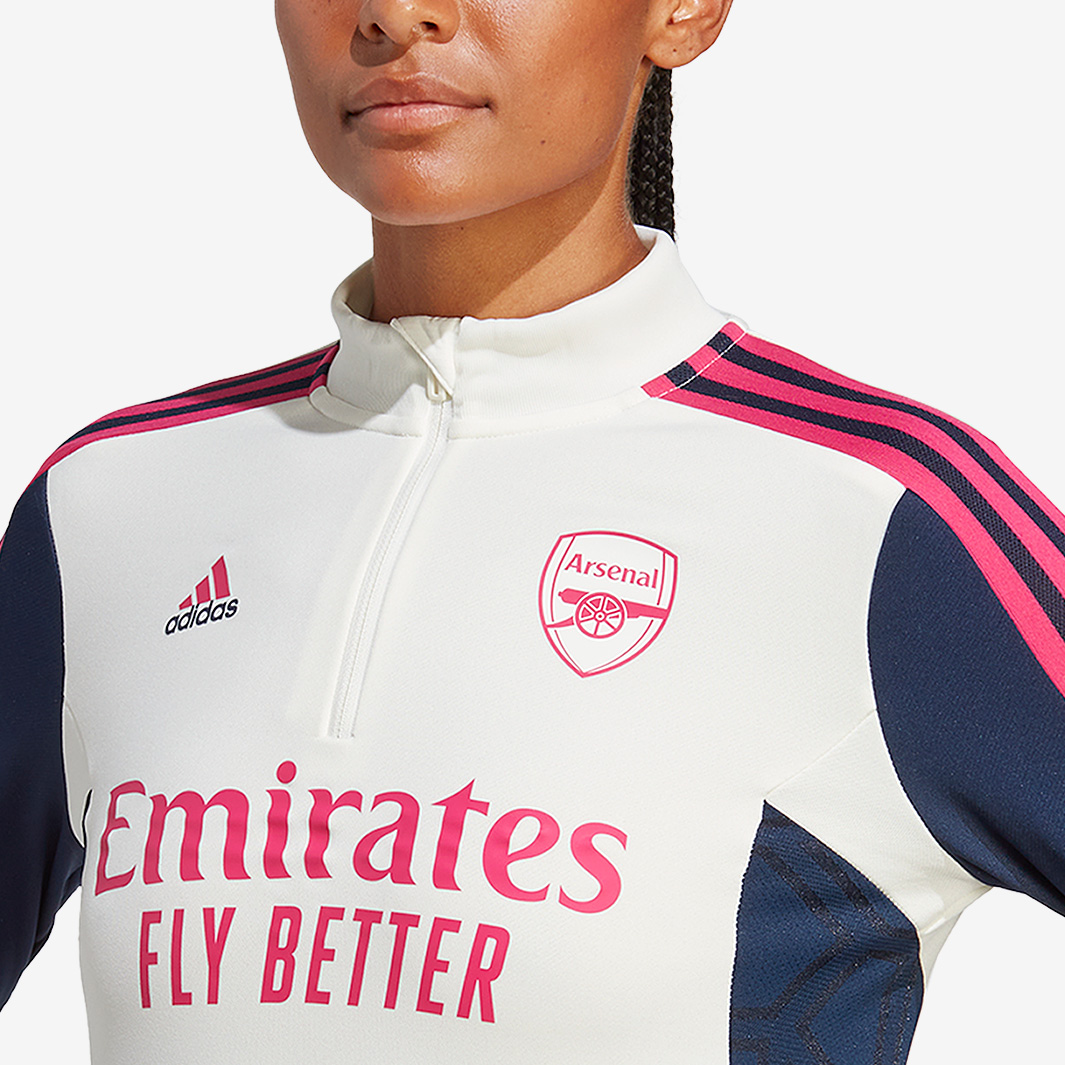 adidas Womens Arsenal FC 2023 Training Top - Off White/Collegiate Navy ...
