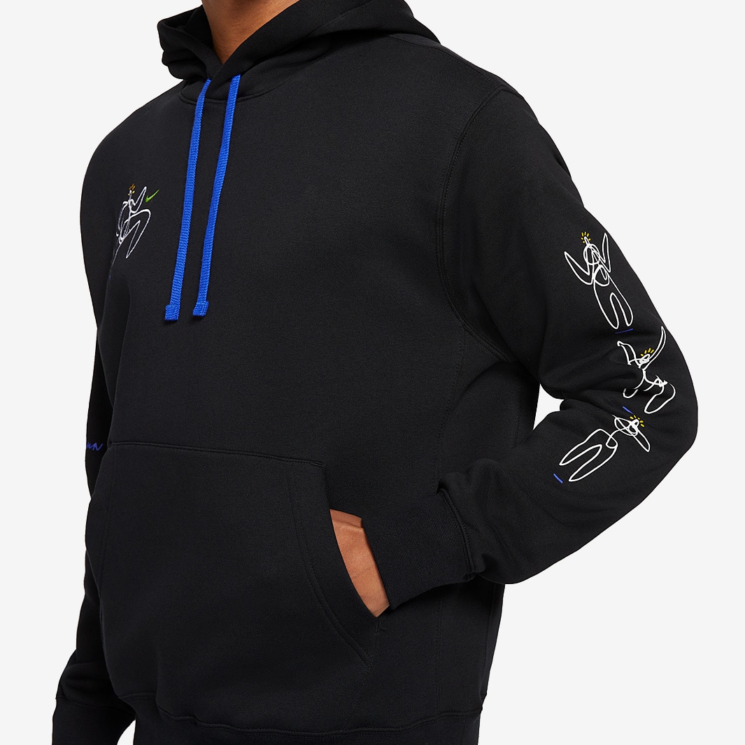 Nike Hackney Club Fleece Hoodie - Black/White - Mens Clothing