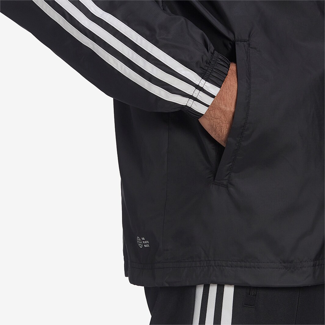 adidas Originals 3 Stripes Windbreaker - Black - Tops - Mens Clothing