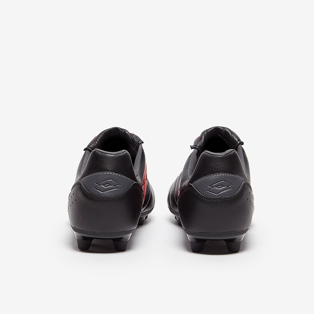 Lotto Stadio 200 III FG - All Black/Flame Red - Mens Boots