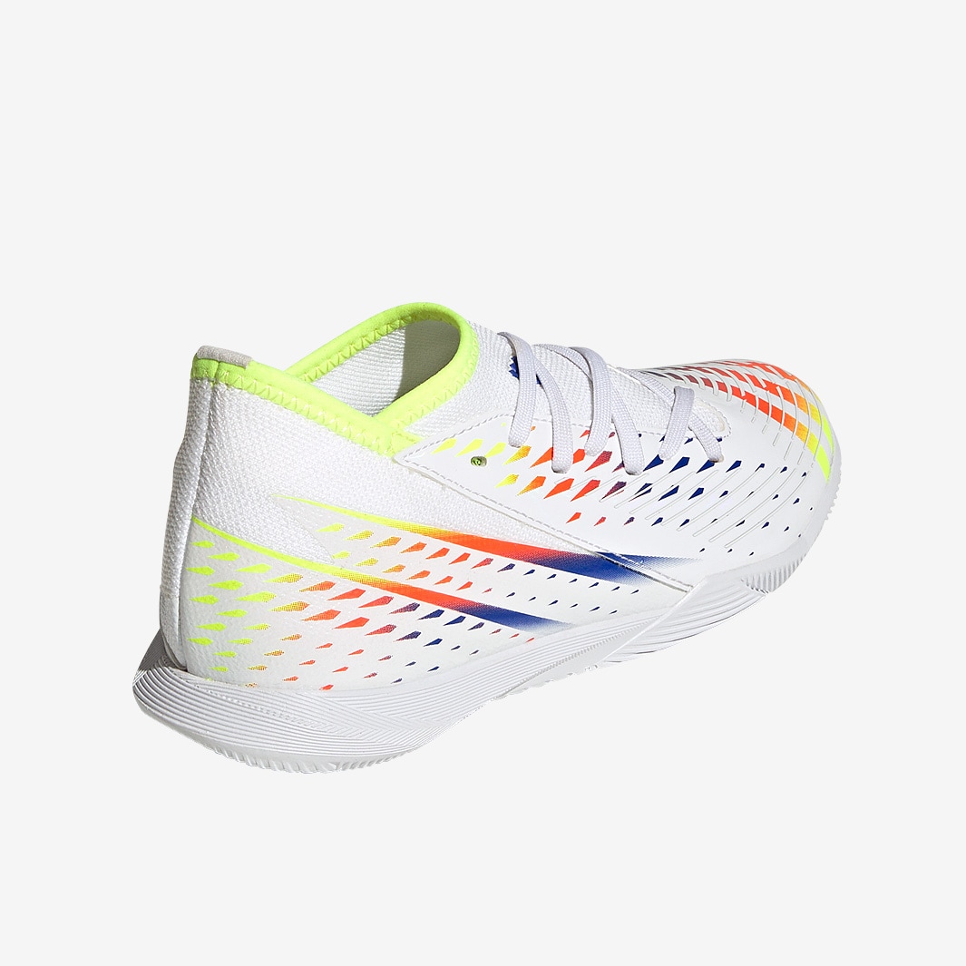 adidas Kids Predator Edge.3 IN - White/Solar Yellow/Power Blue - Junior ...