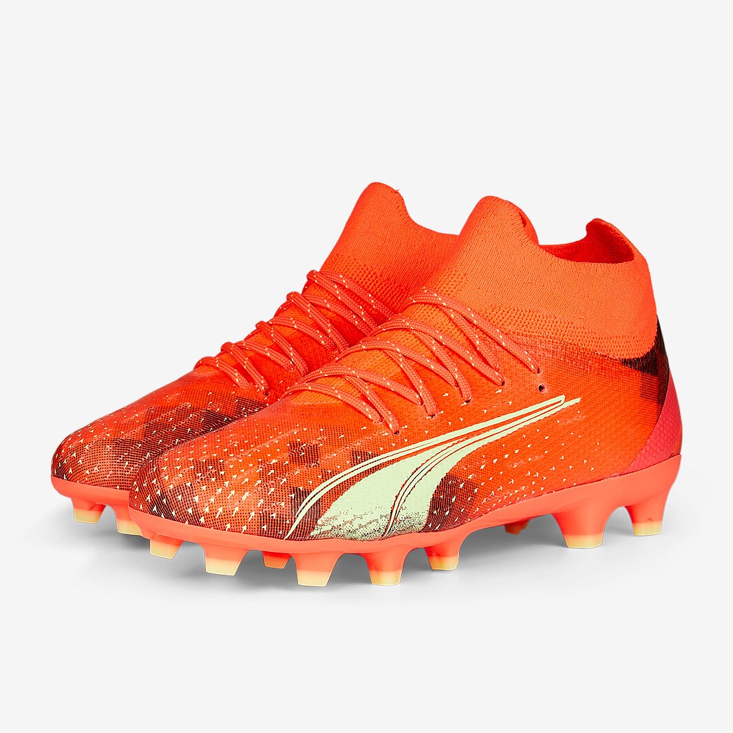 Puma Kids Ultra Pro FG/AG - Fiery Coral/Fizzy Light/Puma Black - Junior ...
