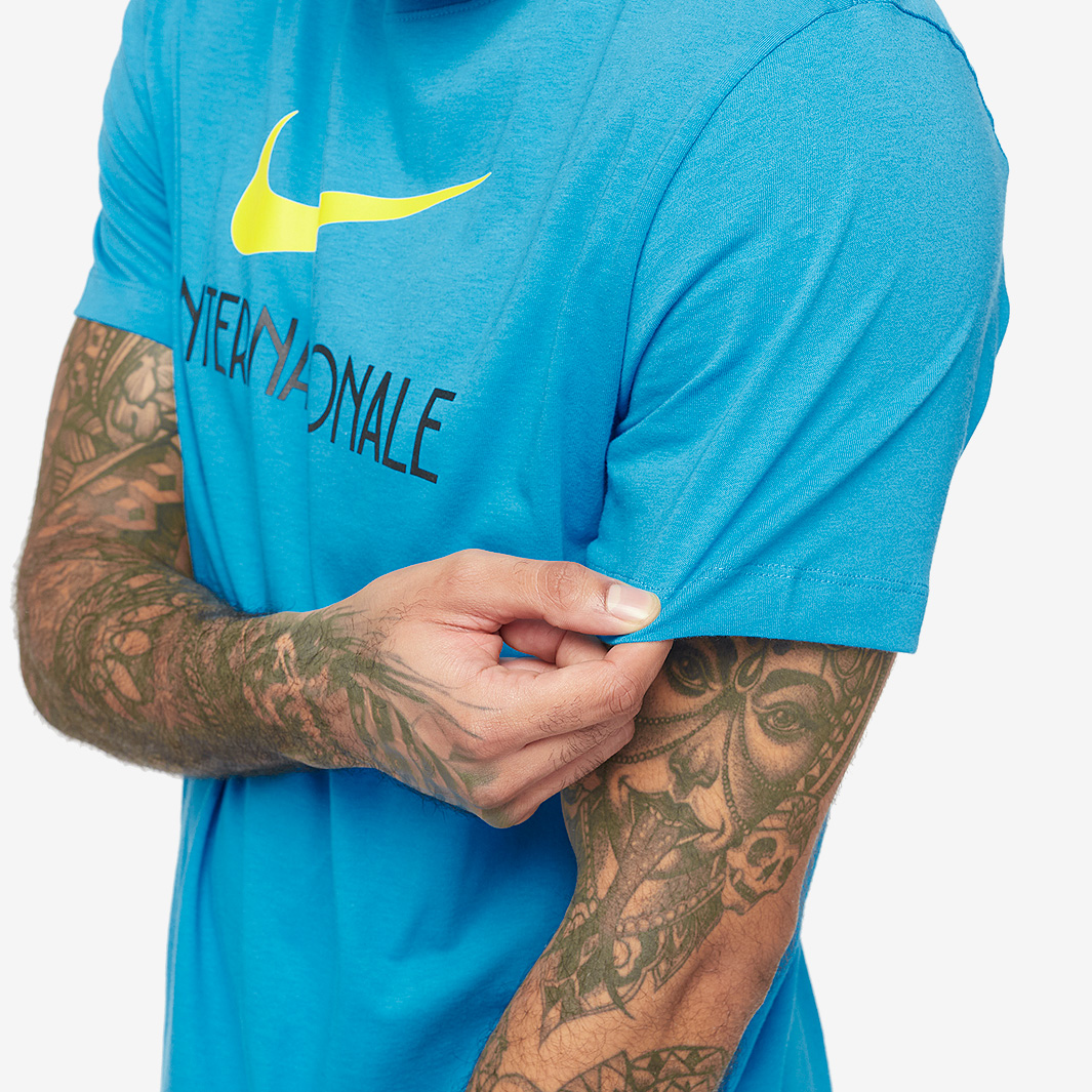 Nike Inter Milan FC 22/23 Champions League Swoosh Tee - Lt Current Blue ...
