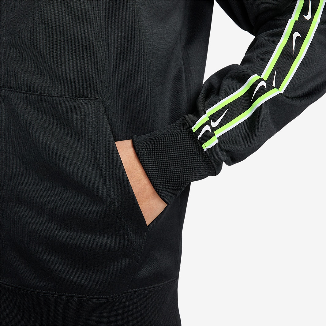 Nike Sportswear Repeat Full-Zip Hoodie - Black/Volt - Tops - Mens ...