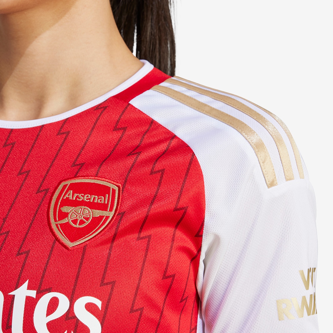adidas Womens Arsenal FC 23/24 Home Shirt - Better Scarlet/White - Mens ...