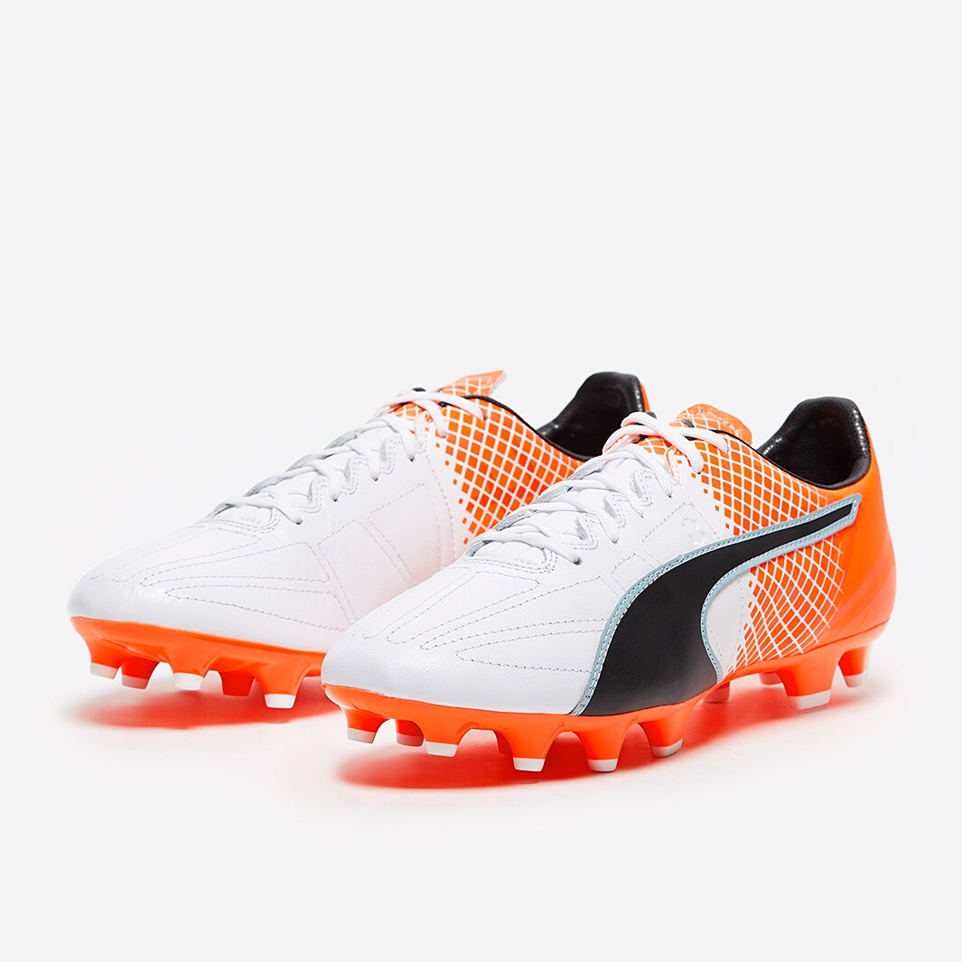 Puma evoSPEED 3.5 Lth FG - Puma White/Puma Black/Shocking Orange - Mens ...