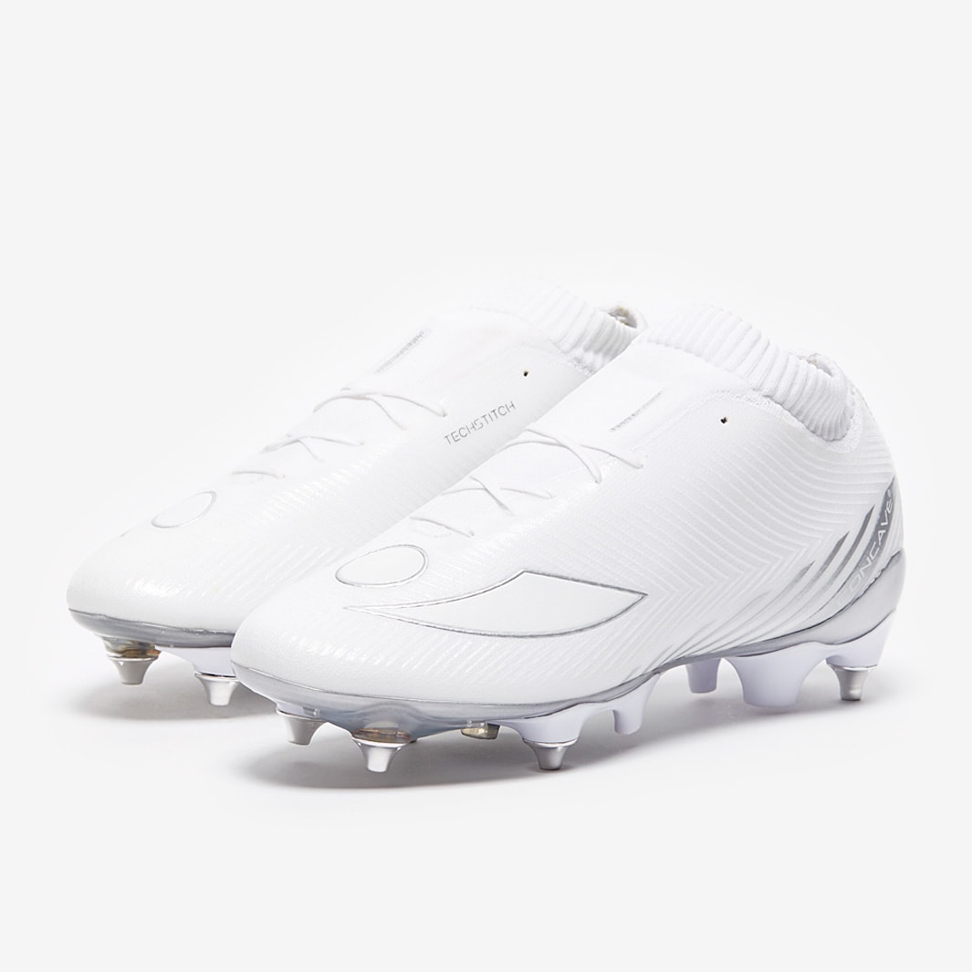 Concave Volt+ Knit SG - Mens Soccer Cleats - Soft Ground - White/Silver