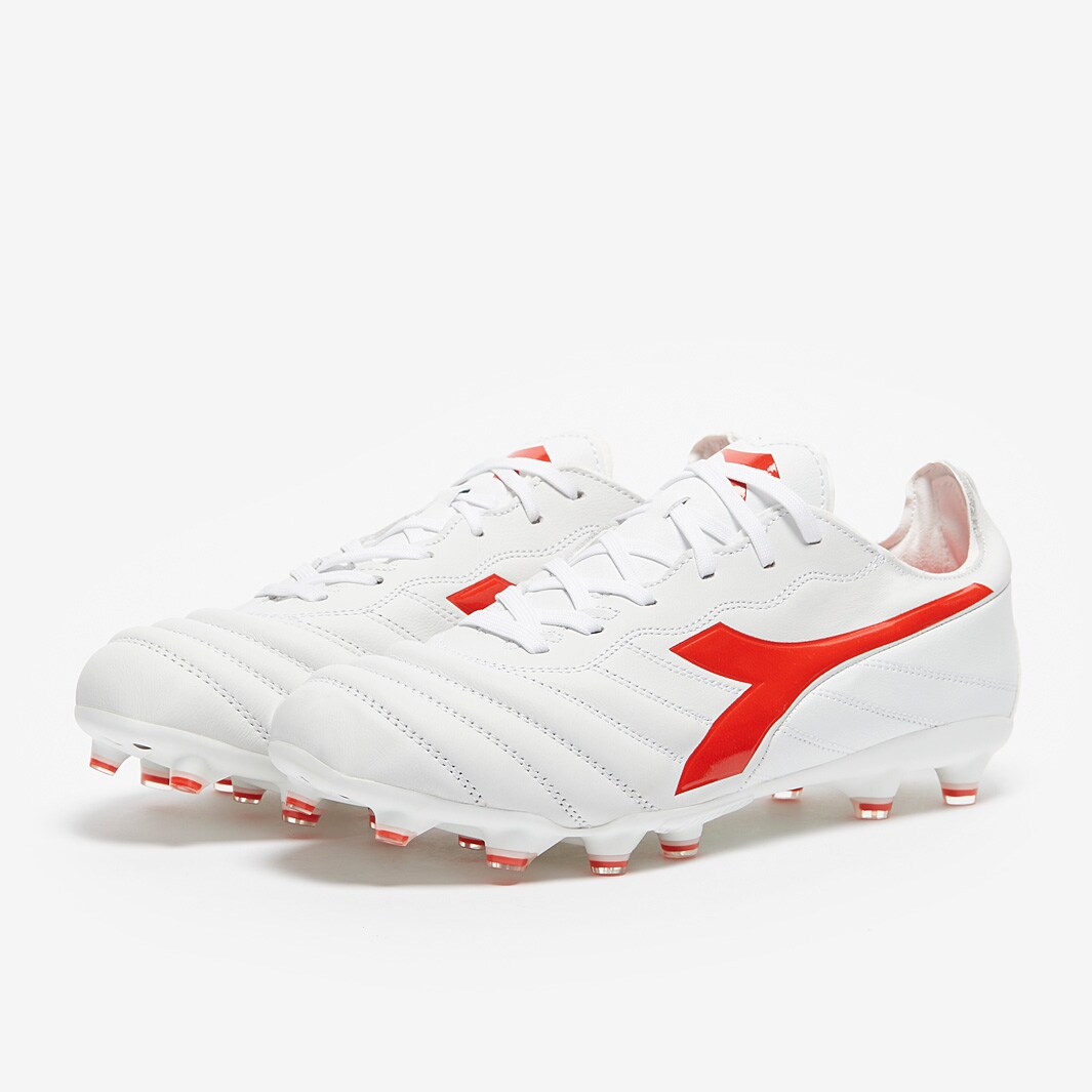 Diadora B-Elite Pro FG - White/Milano Red - Mens Boots | Pro:Direct Soccer