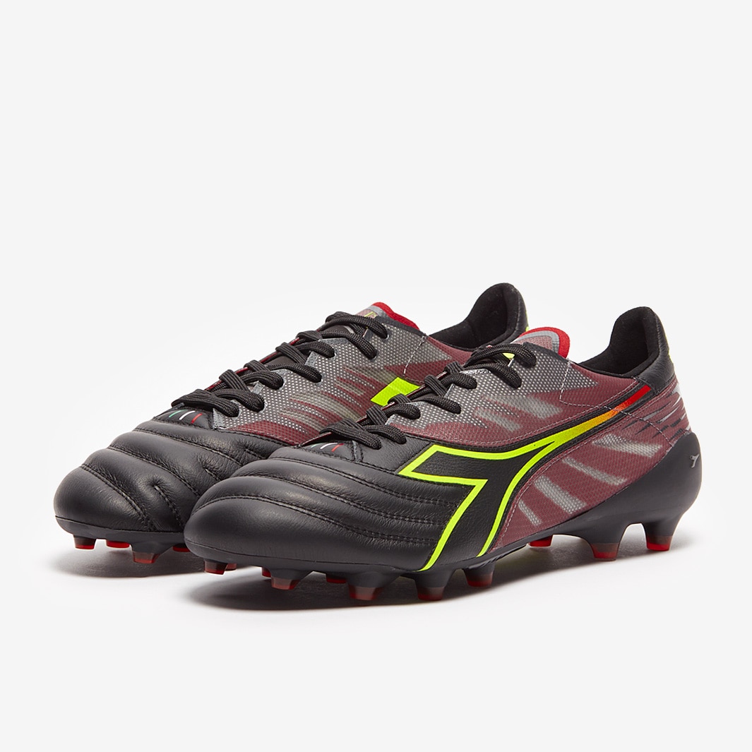 Diadora Veloce SL Elite FG - Noir/Jaune Fluo/Rouge - Terrain Naturel ...