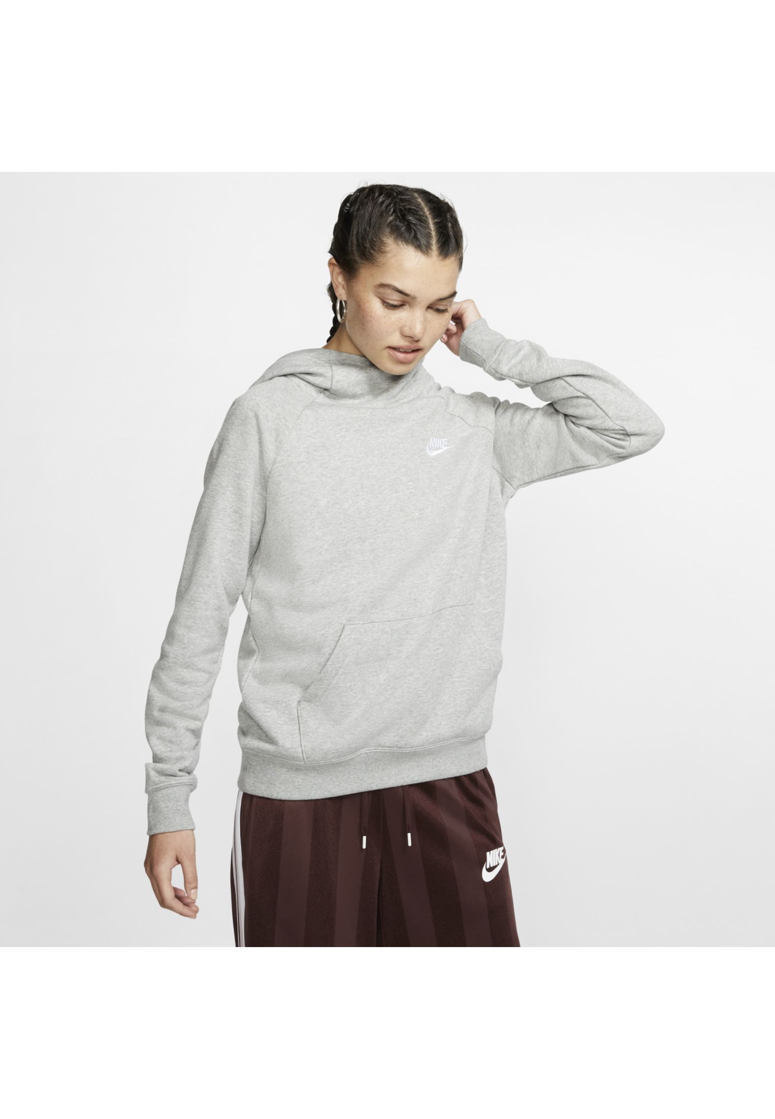 Nike Sportswear Essential Womens Funnel Neck Fleece Pullover Hoodie ...