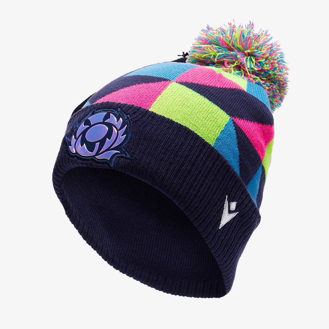 Macron Scotland 23/24 Pom Pom Beanie - Navy/Pink - Mens Replica | Pro ...