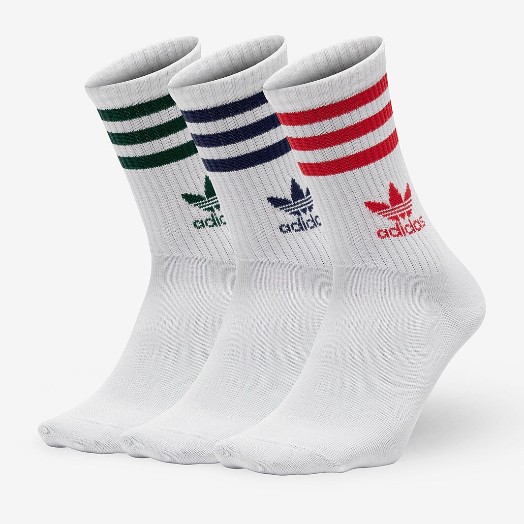 adidas Originals Mid Crew Socks - White/Indigo - Socks - Mens Clothing ...