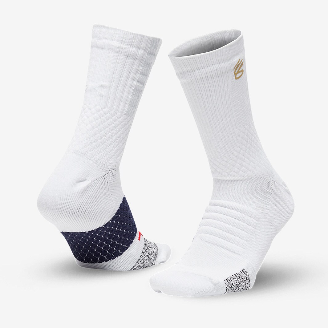 Under Armour Curry AD Playmaker Mid Socks - White/Distant Grey/Metallic ...