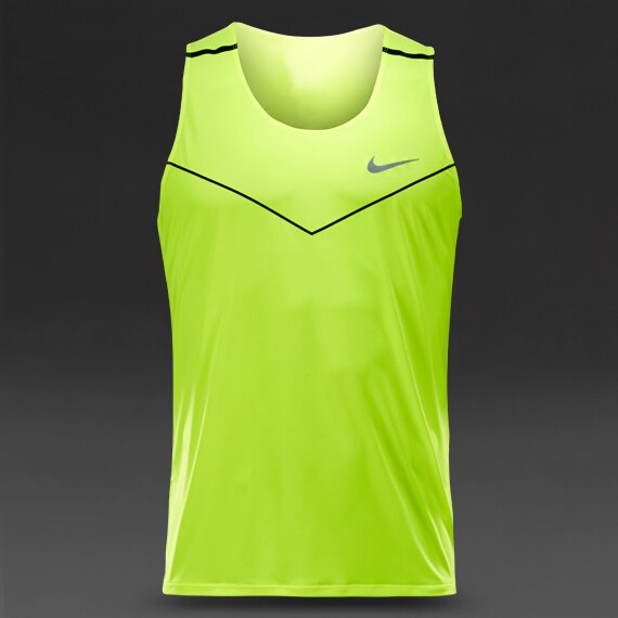 Mens Clothing - Nike Dri-Fit Racing Singlet - Volt/Black/Reflective ...