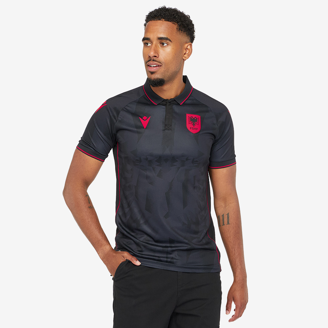 Macron Albania 2024 Authentic SS Third Shirt - Black/White - Mens ...