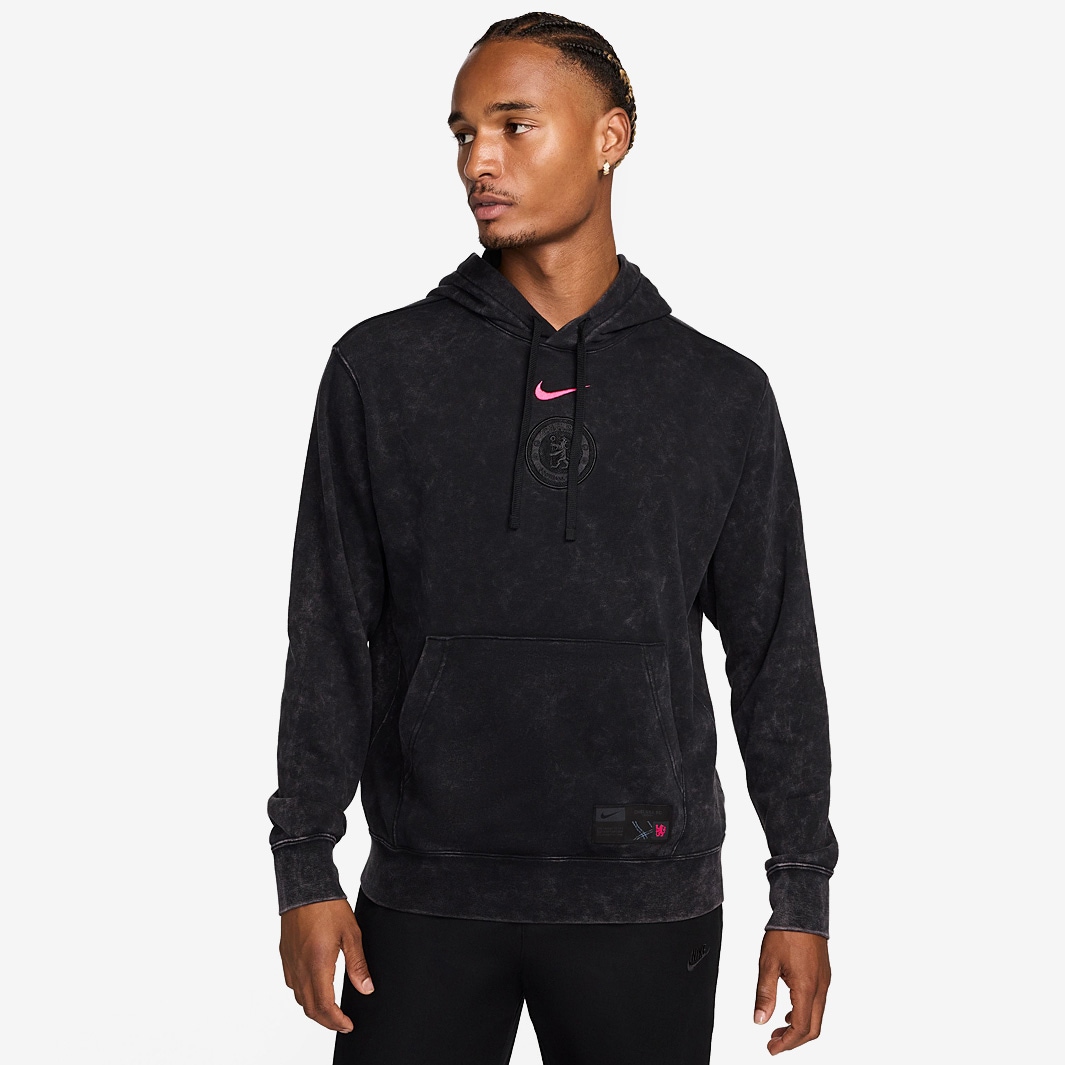 Nike Chelsea 24/25 NSW Club Third Hoodie - Black/Pink Prime - Mens ...