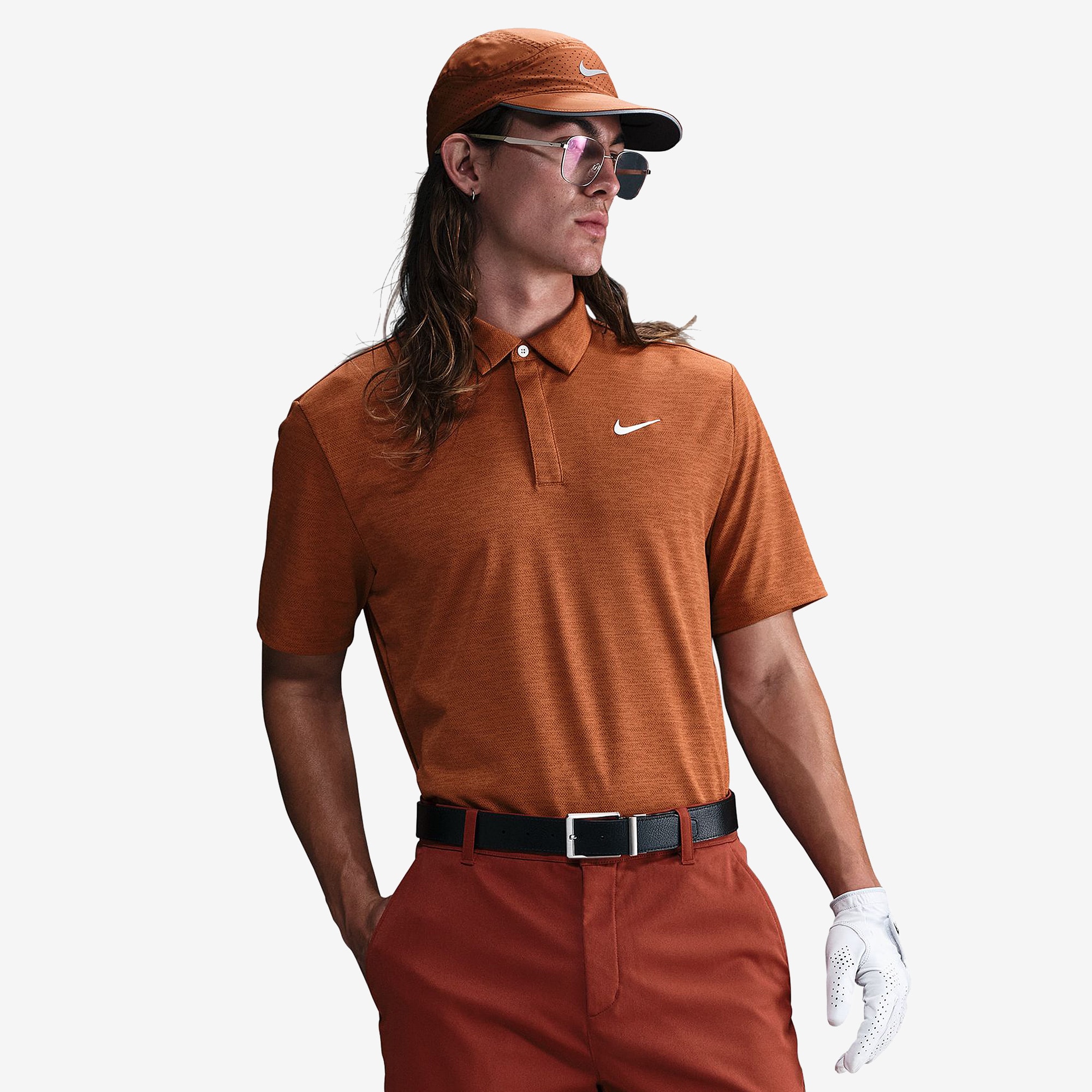 Nike Dri-FIT Tour Jacquard Golf Polo - Desert Orange/Mars Stone/Pale Ivory - Mens Clothing | Pro ...