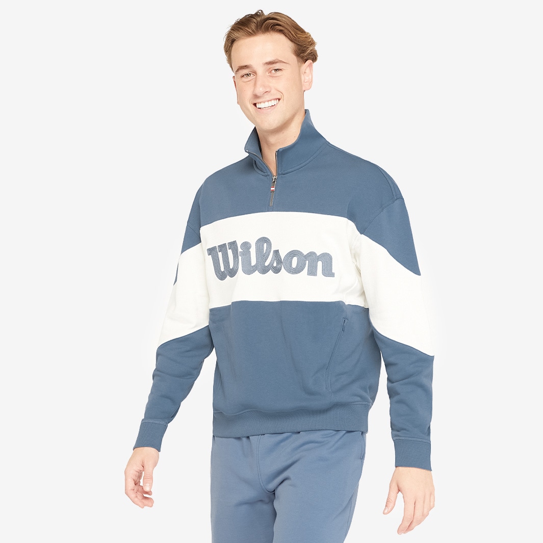 Wilson Parkside Half Zip Tennis Top - Slate Blue - Mens Clothing | Pro ...