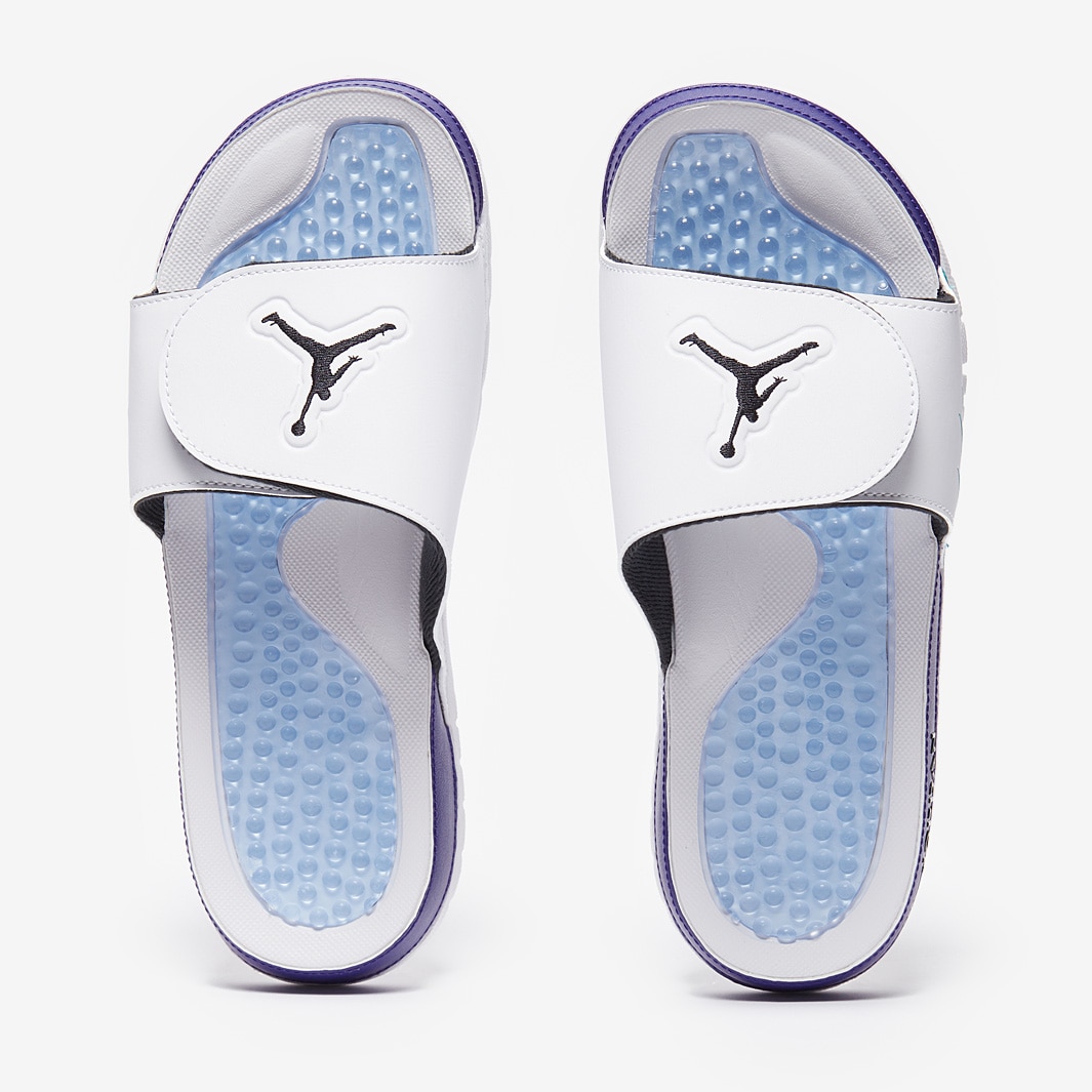 Jordan Hydro 5 Retro Slides - White/Black/New Emerald/Grape Ice - Mens ...