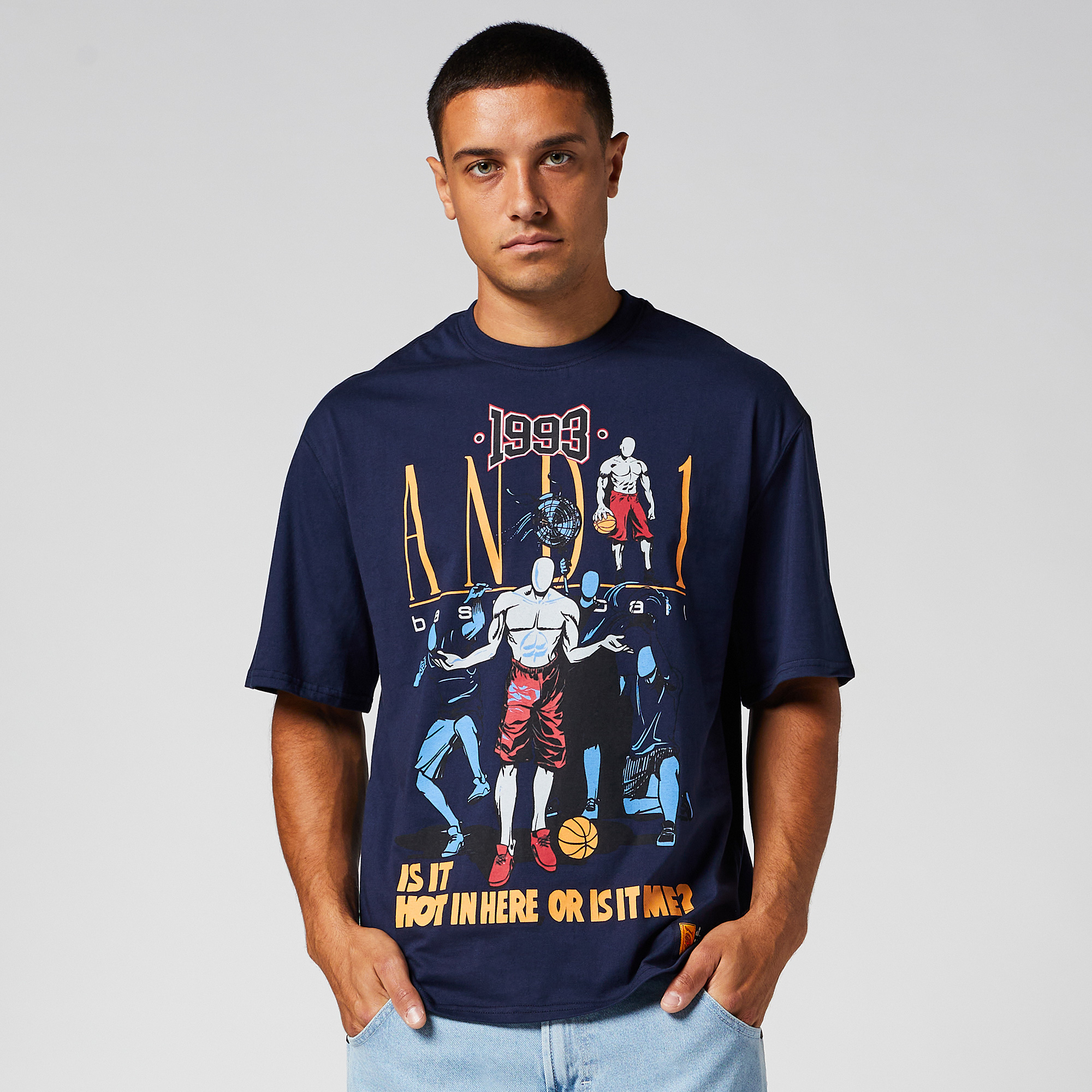 AND1 Core Retro Logo Graphic T-Shirt - Navy - Tops - Mens Clothing ...