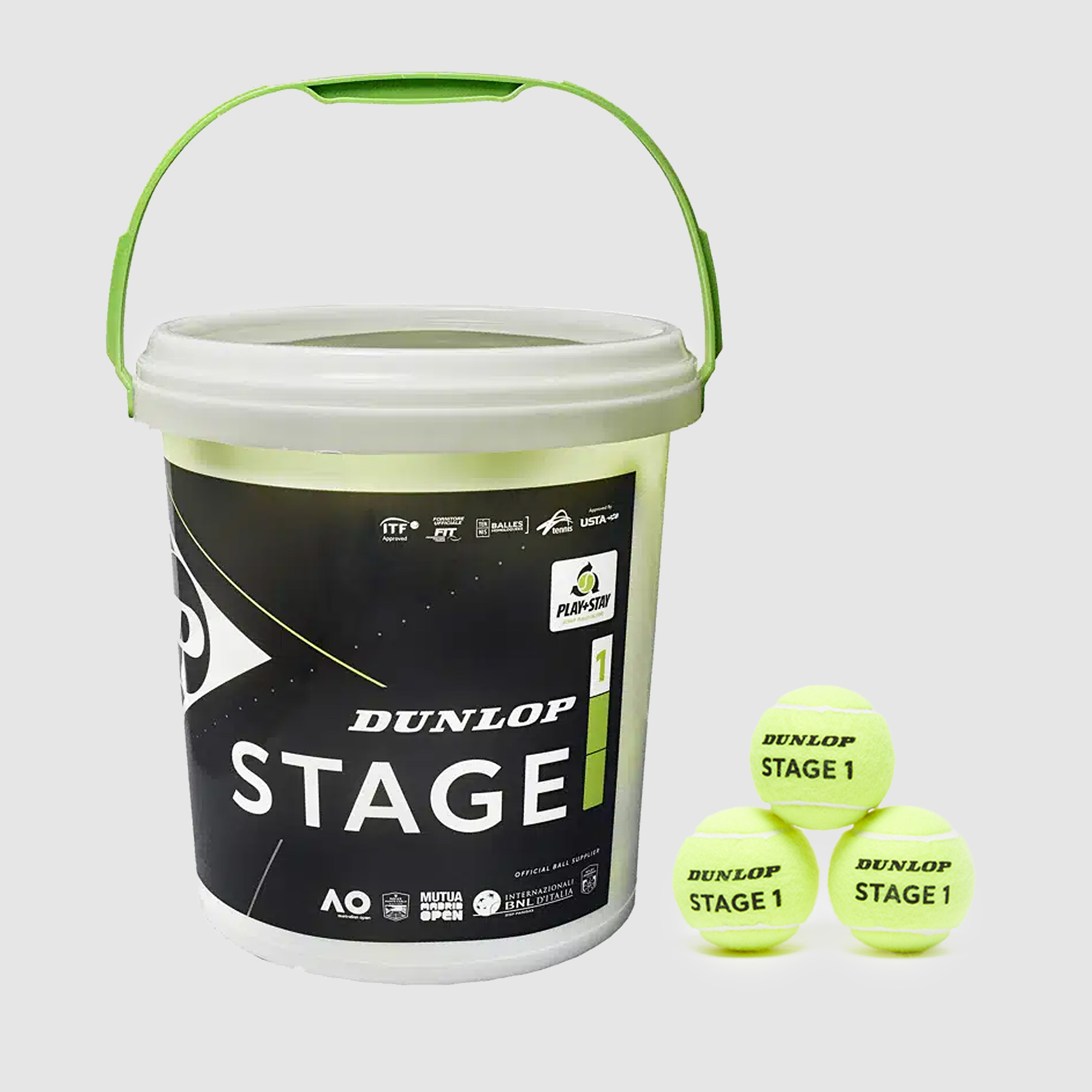 Dunlop Junior Stage 1 Green Tennis Balls Bucket (60 Balls) - Tennis ...