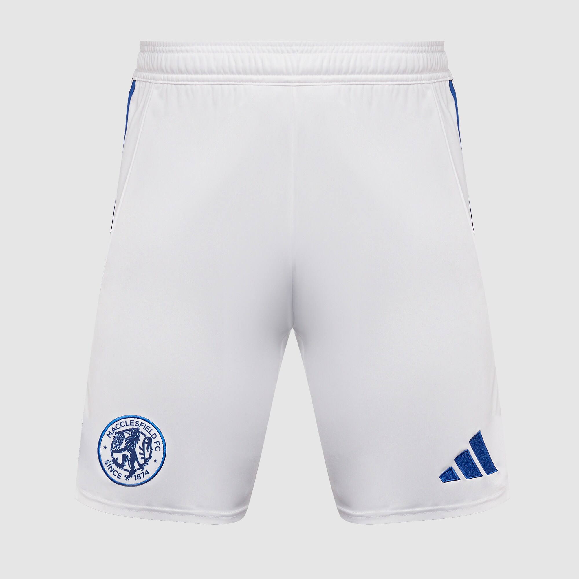 adidas Junior Macclesfield FC 25/26 Home Shorts - White/Team Royal Blue ...