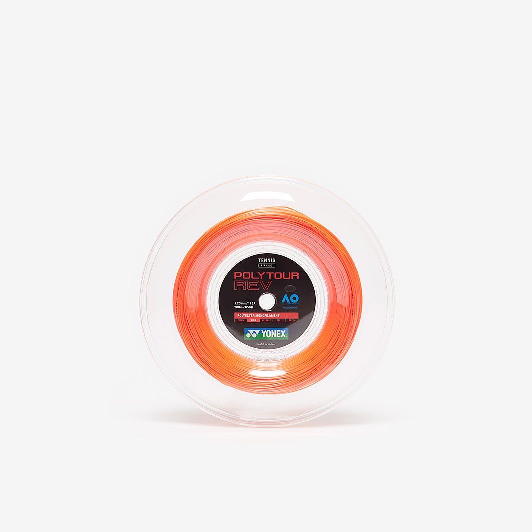 Yonex PolyTour Rev 200m Tennis String Reel - Bright Orange - String ...