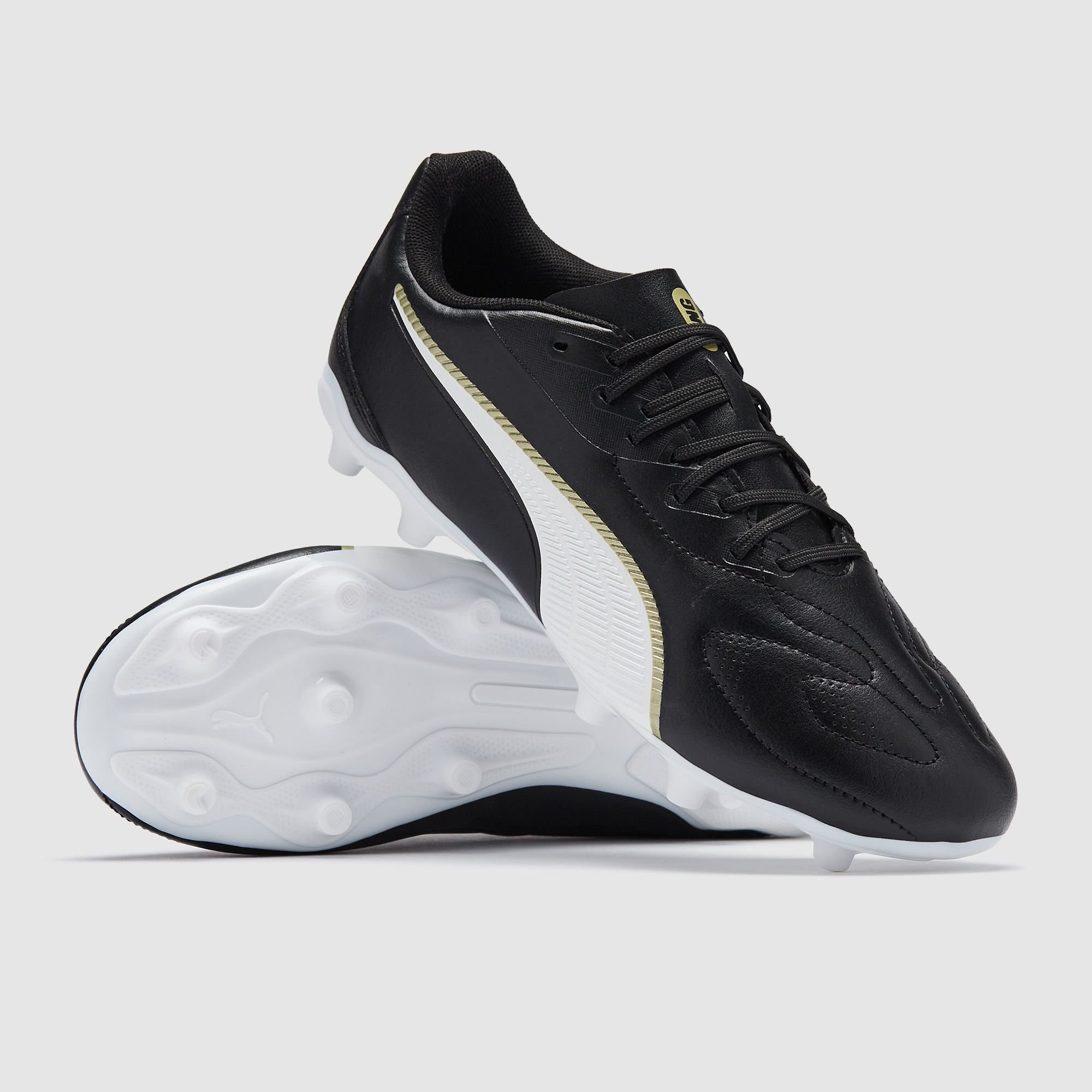 Puma Kids King 20 Play Firm Ground - Puma Black/Puma White/Puma Gold ...