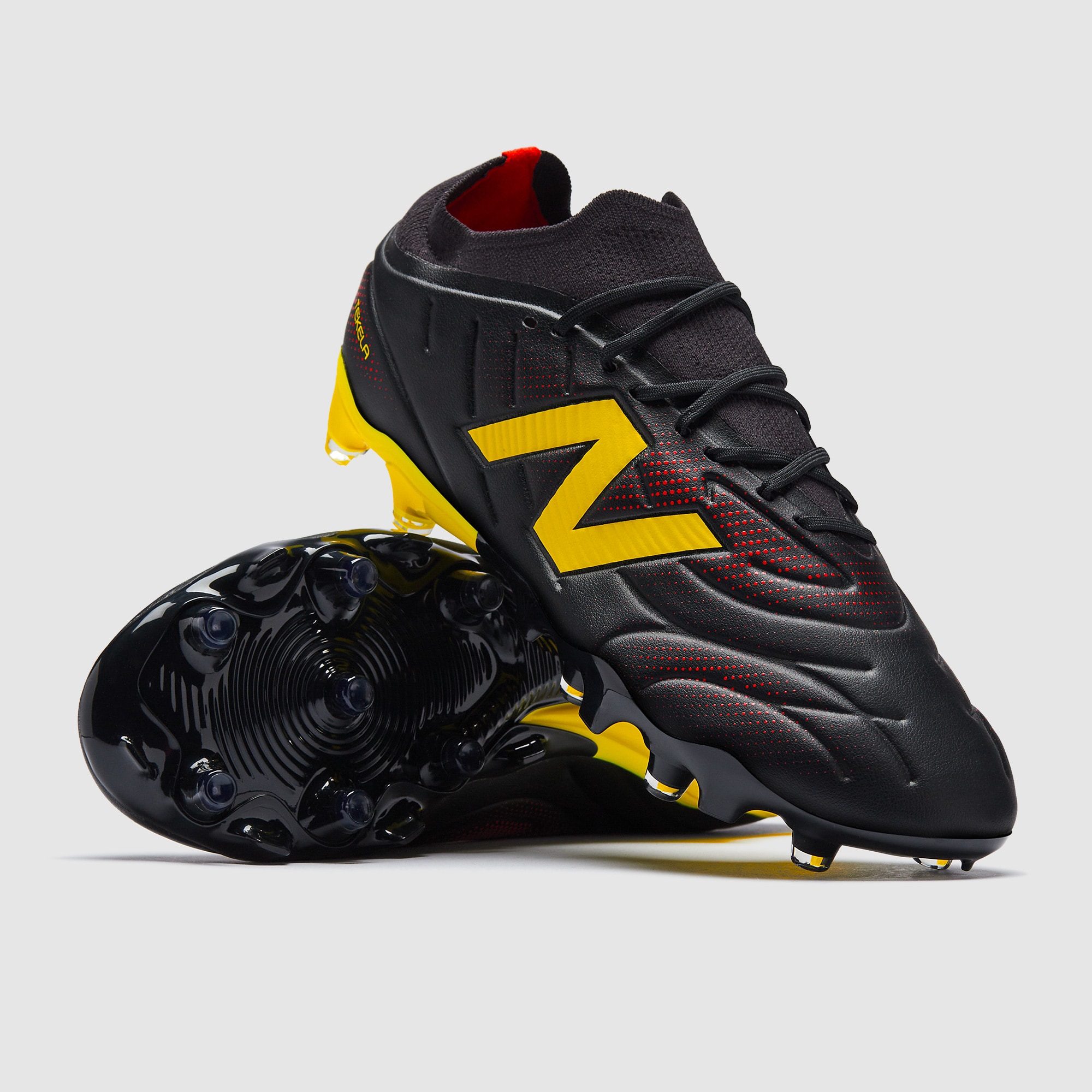 New Balance Tekela V5 Team Firm Ground - Black/Punch Yellow/Fire ...