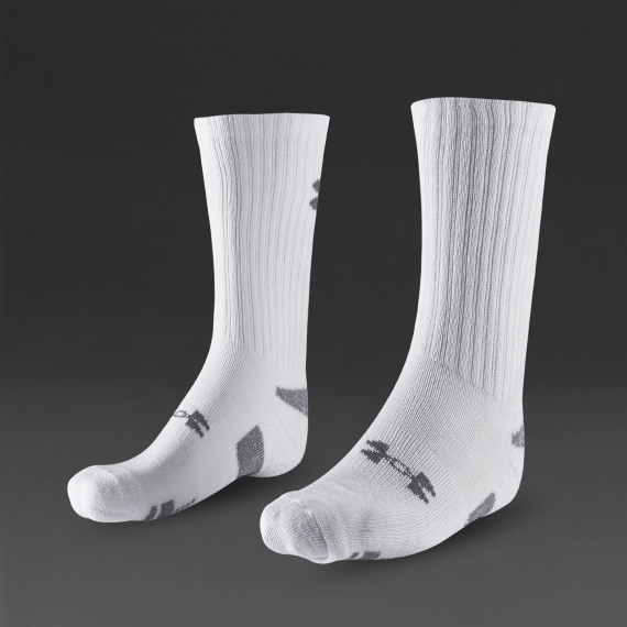 Under Armour Heatgear Socks 3pk Crew - Mens Clothing - White/Black ...