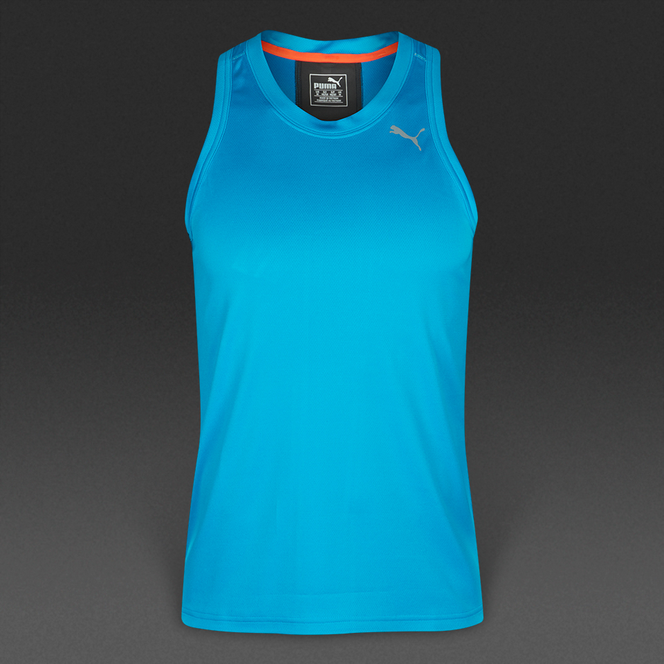 Puma PE Running Singlet - Mens Clothing - Atomic Blue-Asphalt | Pro ...
