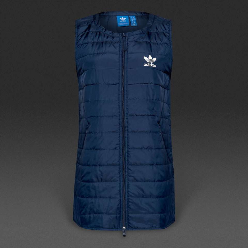 adidas Originals Padded Long Vest - Womens Clothing - Night Indigo ...