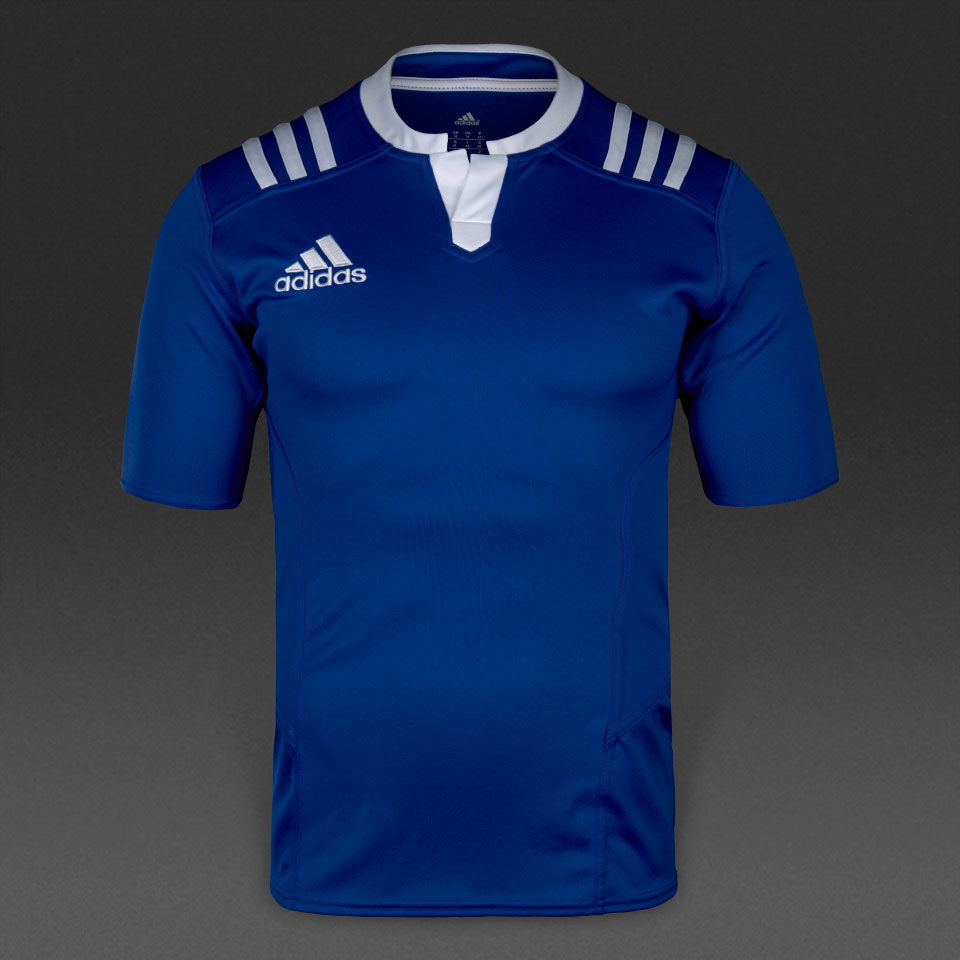 adidas 3 Stripes Fitted Shirt - Mens Rugby Teamwear - Black/White