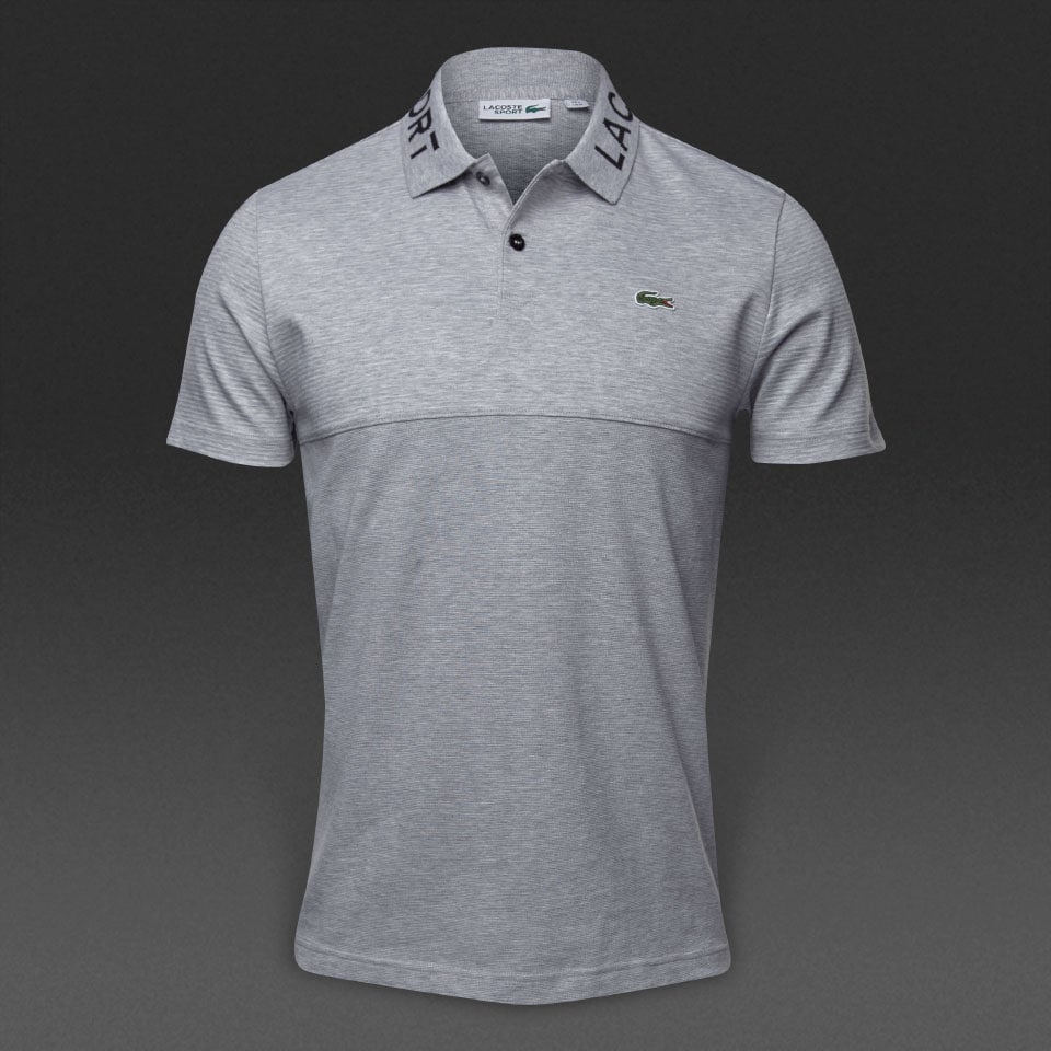 Mens Clothing - Lacoste Ribbed Two-Tone Polo Shirt - Grey - YH2135-Y5J | Pro:Direct Soccer
