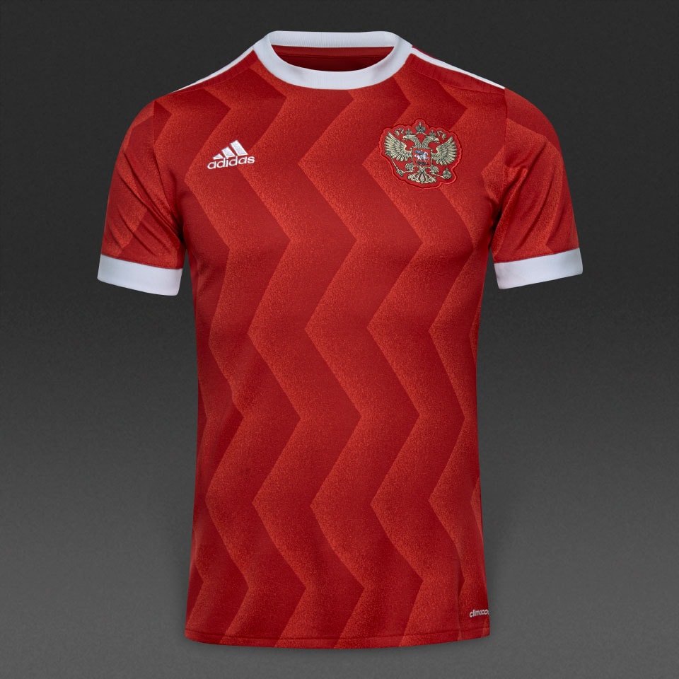 adidas Russia 2017 SS Home Shirt - Mens Replica - Shirts - Scarlet/White