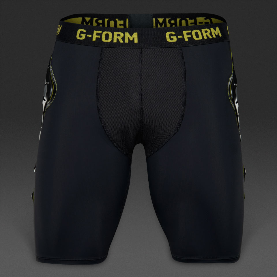 G-Form PRO-X Compression Shorts - Mens Goalkeeper Clothing - Black/Yellow