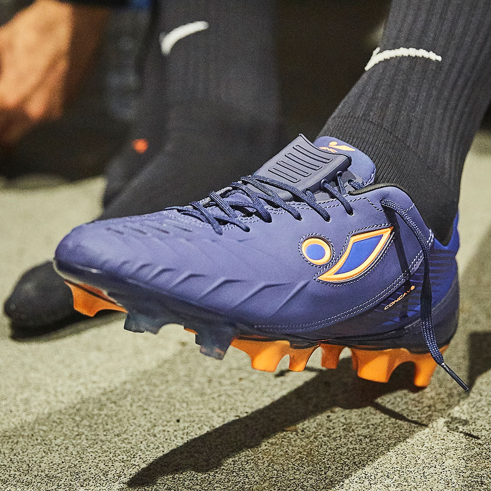 Concave Halo+ Leather FG - Patriot Blue/Zest - Mens cleats - Firm Ground