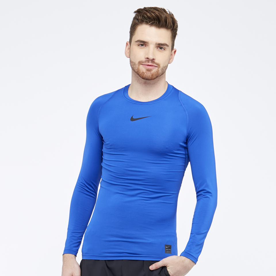 Nike Pro Longsleeve Compression Top - Game Royal/Black/Black - Mens ...