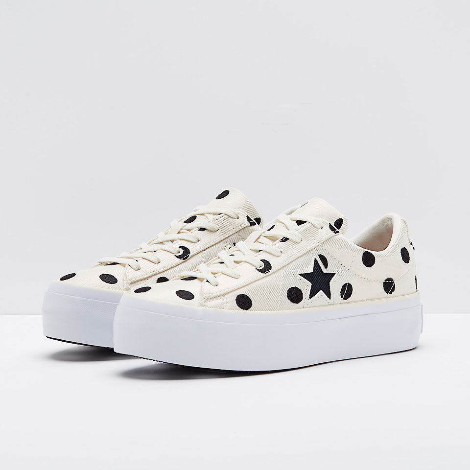 Womens Shoes - Converse Womens One Star Platform Ox - Egret/Black/White ...