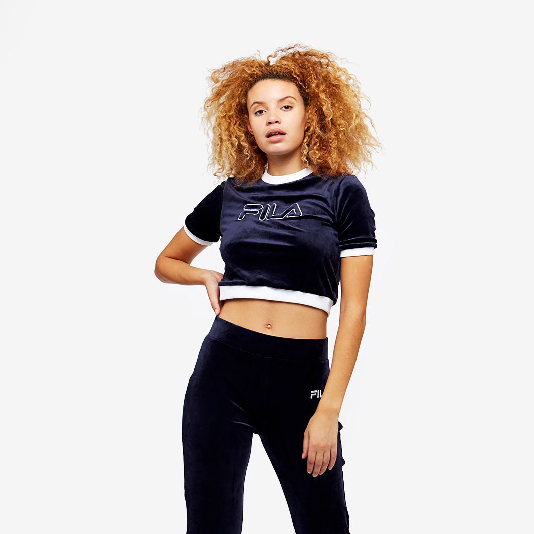 Womens Clothing - Fila Womens Emiliana Velour Ringer Tee - Peacoat ...