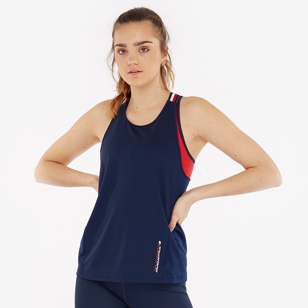 Tommy Sport Womens Mesh Tank Top - Sport Navy - Womens Clothing ...