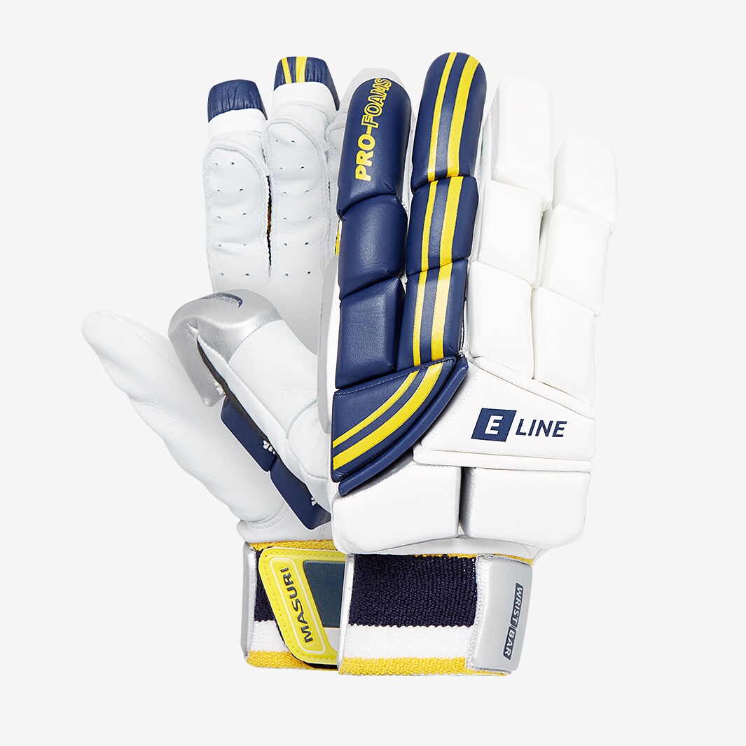 Masuri E-Line Junior RH Batting Gloves - White/ Navy/ Yellow - Junior ...