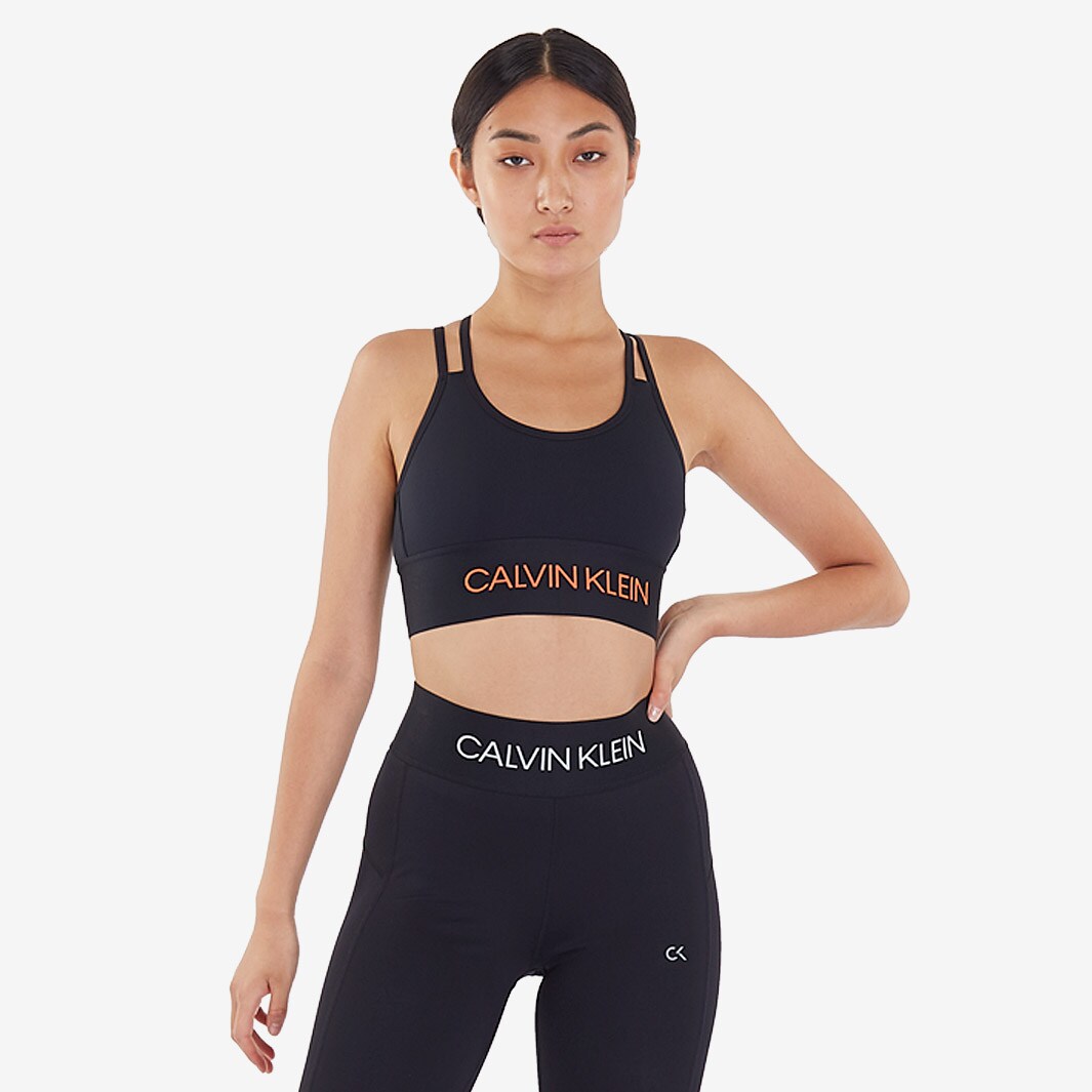 Calvin Klein Womens Low Support Bra - Black/Fiery Coral - Womens ...