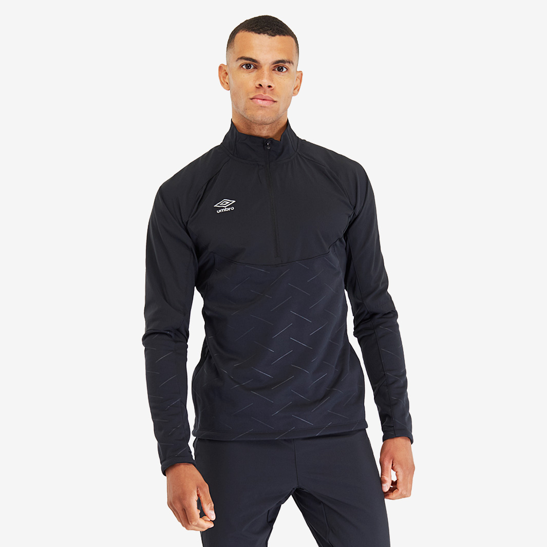 Umbro Elite Training Thermal Hybrid Half Zip Top - Black - Mens ...