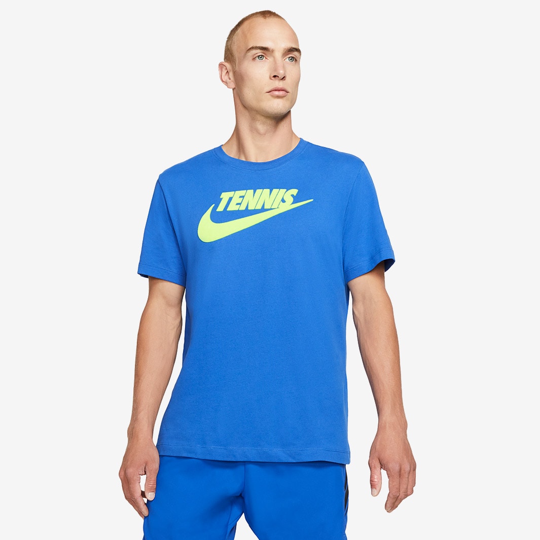 Nike Court Dri-Fit Graphic Tee - Game Royal/Volt - Mens Clothing | Pro ...